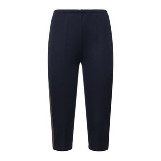 Gucci Rippstrick-Jerseyhose mit Web-Streifen - - Trousers - Damen - Blau - S