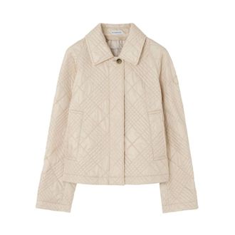 Burberry Femme, Vestes, Beige, Taille: 36 FR Veste matelass&eacute;e boxy &agrave; micro-piq&ucirc;res check