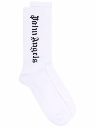 Palm Angels chaussettes &agrave; logo intarsia - Blanc