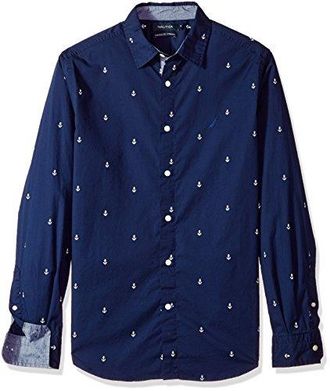 Nautica mixte adulte Homme - Manches Longues Chemise boutonnée - Bleu - Taille XL