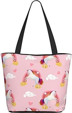 AOOEDM Licornes avec arc-en-ciel sac &agrave; provisions pour femme 33 x 27,9 x 17,8 cm. Le cadeau parfait pour la Saint-Valentin. Cest de la Saint-Valentin pour ma