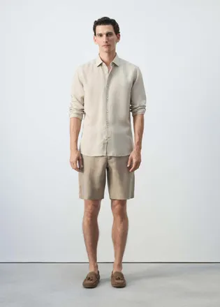 Mango Chemise regular-fit lin lyocell sable - Homme - XXL - MANGO MAN