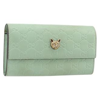 Gucci Portefeuille Guccissima Pre-owned - Femme - Pre-owned - Vert - Taille: ONE Size