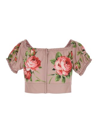 Dolce & Gabbana Floral Cotton Tie-Front Blouse - Pink