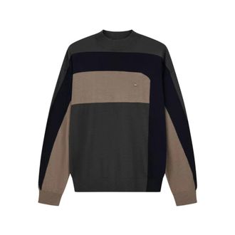 Emporio Armani Woll-Crewneck-Sweater Jacquard Farbblock - - Knitwear - Herren - Grau - M
