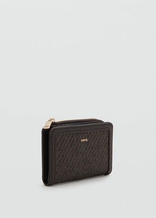Mango Petit portefeuille textur&eacute; chocolat - Femme - Taille unique - MANGO