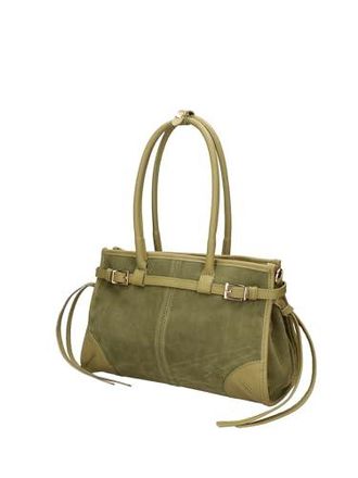 Gave Lux Sac à bandoulière pour femme en cuir véritable Made in Italy 31,5 x 20 x 14 cm GLX228103723FBG, vert foncé, Taille unique
