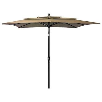 vidaXL Parasol de Jardin &agrave; 3 niveaux avec M&acirc;t en Aluminium, Pare-soleil de Patio, Abri de Soleil, Parasol de Plage Terrasse, Taupe 2,5x2,5 m