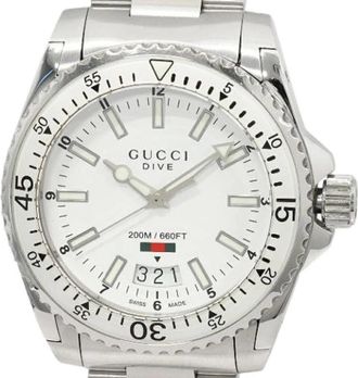 Gucci Montre Pre-owned en acier inoxydable pour la plong&eacute;e - Homme - Pre-owned - Blanc - Taille: ONE Size