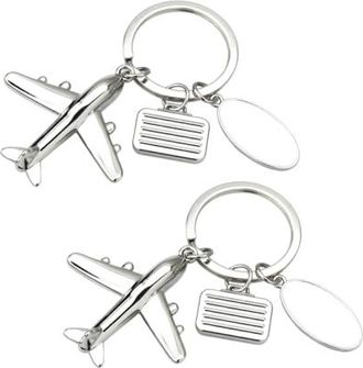 NUOBESTY Lot de 2 Porte-cl&eacute;s D&eacute;coratifs Avion 3d en M&eacute;tal Argent&eacute;, Pendentifs Miniatures Cr&eacute;atifs pour D&eacute;coration et Accessoires Porte-cl&eacute;s, Pr&eacute;sent Original p