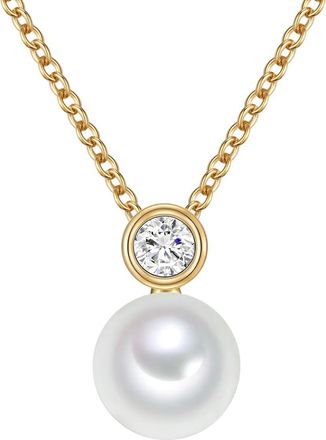 Valero Pearls Halskette - Sterling Silber Halskette Zirkonia S&uuml;&szlig;wasser-Zucht - Gr. unisize - in Gold - f&uuml;r Damen