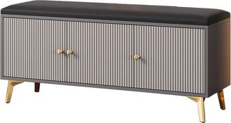 Generic Schuhbank mit Sitzfl&auml;che Kissen Abnehmbare Regale, Schuh-Organizer-Bank aus Holz mit T&uuml;ren, Schuhregal f&uuml;r Eingangsbereich, Schlafzimmer, Wohnzimmer, 