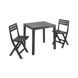 Dmora Set Salotto Da Esterno Ortisei, Set Da Giardino Con 1 Tavolo Rettangolare E 2 Sedie Pieghevoli, Set Indoor E Outdoor Da Pic Nic, 100% Made In Italy, A