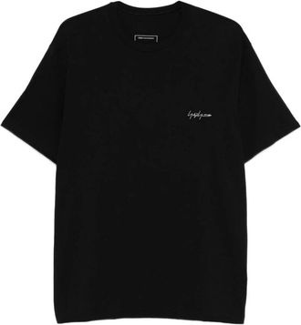 Yohji Yamamoto Homme, Tops, Noir, Taille: XS T-shirt Noir Col Rond Logo Signature