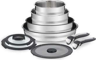 T-fal L95691 Ingenio 9-Teiliges Set | Edelstahl | Titanium Excellence Antihaftversiegelung | Thermo-Spot | abnehmbarer Griff | vielseitig | platzsparend | b