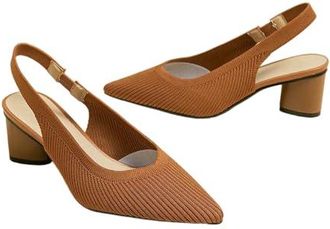 Generic YUJIEBB Grandes sandales &agrave; talons hauts pour femmes, rayures tendance, douces et respirantes, tricot&eacute;es rondes et &eacute;paisses (talon haut de 5 cm), marro