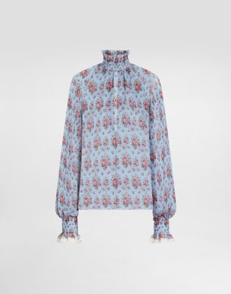 Dolce & Gabbana Small Flower Bouquets-print Chiffon Top - Frau Blusen Und Tops Mehrfarbig 48