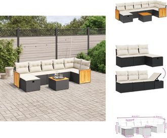 vidaXL 8-tlg. Garten-Sofagarnitur mit Kissen Schwarz Poly Rattan - Gartenm&ouml;bel - Esszimmergarnituren - Outdoor-Lounge - Rattanm&ouml;bel - Balkonm&ouml;bel