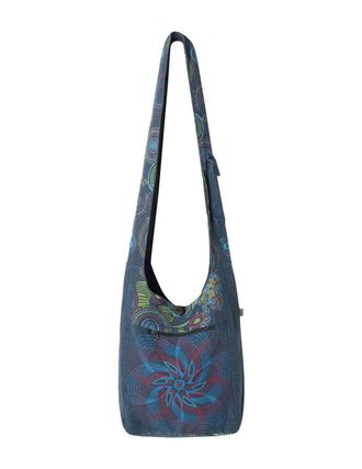 vishes Damen Umh&auml;ngetasche Stoff Beuteltasche Schulter Taschen Yogi Bag Baumwolltasche Mandala t&uuml;rkis