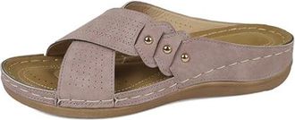 Generic Mules pour femme avec semelle int&eacute;rieure - Chaussures orthop&eacute;diques pour femme - Pantoufles plates &agrave; bout ouvert - En cuir synth&eacute;tique - Antid&eacute;rapante