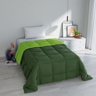 Italian Bed Linen ELEGANT Wintersteppdecke, Dunkelgr&uuml;n/Apfelgr&uuml;n, 220x260cm