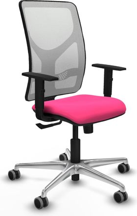 Piqueras y Crespo Rosa Schreibtischstuhl mit Rollen, 1D-Armlehnen, h&ouml;henverstellbare Lendenwirbelst&uuml;tze, ausgestattet mit 3 Positionen und Schneideschaum, Wei&szlig;/Rosa