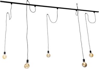 QAZQA Modernes 1-Phasen-Schienensystem mit 5 Hängelampen schwarz - Cavalux