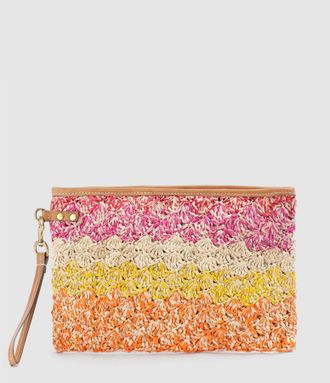 Isabel Marant Pochette Bora Raphia Multicolore