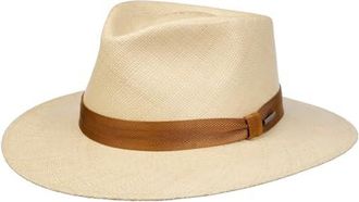 Stetson Chapeau Panama Ecuador Traveller Femme/Homme - Made in de Soleil DEte en Paille avec Ruban Gros Grain Ete Printemps-ete - M (56-57 cm) Nature