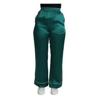 Dolce & Gabbana Femme, Pantalons, Vert, Taille: 32 FR Pantalon de pyjama en soie exquis en vert
