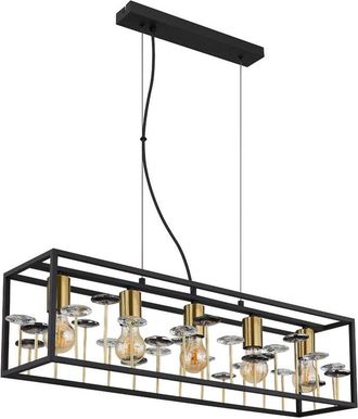 Globo Lighting Lampe suspendue lampe de salle &agrave; manger suspension cristaux verre fum&eacute;e clair noir E27