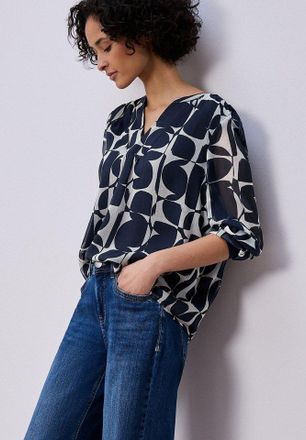 Street One Langarmbluse Gemusterte Bluse mit Tape