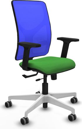 Piqueras y Crespo Verstellbarer Schreibtischstuhl mit 2D-Armen, h&ouml;henverstellbare Lendenwirbelst&uuml;tze, ausgestattet mit Syncro/Traslack und Schneideschaum, Blau/Gr&uuml;n