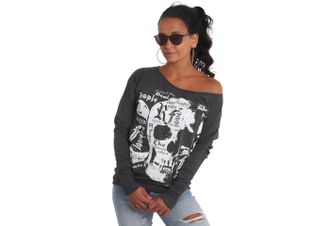 Yakuza Langarmshirt Skull Script im Boyfriend Look