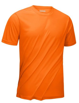 KEFITEVD Laufshirt Herren Kurzarm Sommer Outdoorbekleidung Quick Dry Leicht Trainingsshirt Casual Sportswear Weich Sport Kleidung Orange 3XL