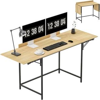 HOMCOM Schreibtisch Klappbar Computertisch B&uuml;rotisch mit Modern-Design, Metallgestell f&uuml;r Arbeitszimmer Schlafzimmer Home Office, 100/135/170 x 58 x 78 cm Ei