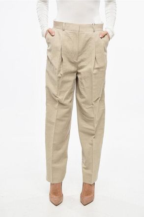 Toteme High Waist Linen Blend Double Pince Pants size 40