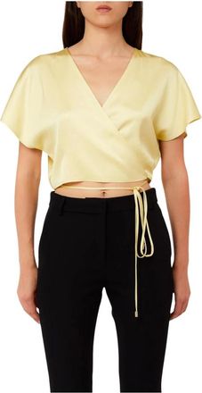 Liu Jo Femme, Blouses et Chemises, Jaune, Taille: 40 FR Satin Wrap Top