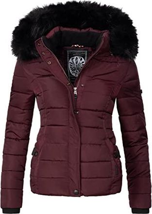 Navahoo Miamor Veste dhiver matelass&eacute;e pour Dame avec Une Capuche en Fausse Fourrure Bordeaux S