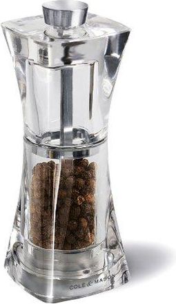 Cole & Mason H37401P Crystal | Moulin a Poivre | Moulins &agrave; &eacute;pices | Precision+/Mouture R&eacute;glable | Acrylique | 125mm | Comprend 1 x Moulin | Garantie &agrave; Vie Du M&eacute;can