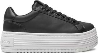 Calvin Klein Baskets Compens&eacute;es Femme Bold en Cuir, Noir (Black/Bright White), 40