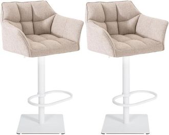 Clp 2er Set Barhocker Damaso Stoffbezug weiß elfenbein