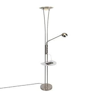 QAZQA sevilla - LED Dimmable Lampadaire avec lampe de lecture variateur inclus - 1 lumi&egrave;re - H 180 cm - Acier - Moderne - &eacute;clairage int&eacute;rieur - Salon I Cham
