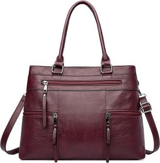 Generic Compatible avec le sac &agrave; main for femme - bandouli&egrave;re amovible, fermeture &eacute;clair, de travail et voyage durable(Burgundy)