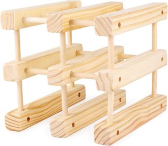 Aboofan Robustes Holz Weinregal im Europäischen Stil Stabile Flaschenhalterung für Weinflaschen Praktischer Aufbewahrungs Organizer Naturfarbener Weinflaschen