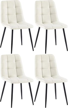 Clp 4er Set Esszimmerstühle Antibes I Küchenstühle gepolstert mit gesteppten Stoffbezügen I Polsterstühl bis 150 kg belastbar, Farbe:Creme