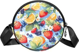 Generic Sac &agrave; bandouli&egrave;re Circle pour femme, petit sac &agrave; bandouli&egrave;re color&eacute; avec fermeture &eacute;clair, bretelles r&eacute;glables, sac &agrave; main rond d&eacute;contract&eacute; pour femme