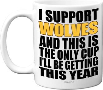 Stuff4 Lustige Fu&szlig;ball-Tasse, Geschenk f&uuml;r W&ouml;lfe-Fans - Tasse mit Aufschrift Footy Only, Witz, Weihnachten, Geburtstag, Geschenk f&uuml;r Sohn, Vater, Bruder, Onk