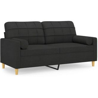 vidaXL 2-Sitzer-Sofa mit Zierkissen Schwarz 140 cm Stoff Vidaxl