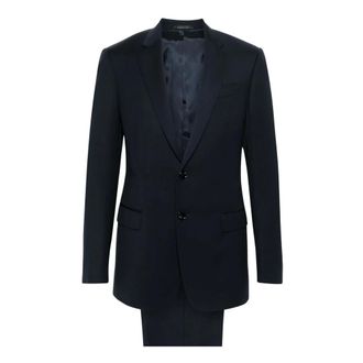 Giorgio Armani Costume simple boutonnage &agrave; revers crant&eacute;s - Homme - Costumes - Bleu - Taille: 3XL